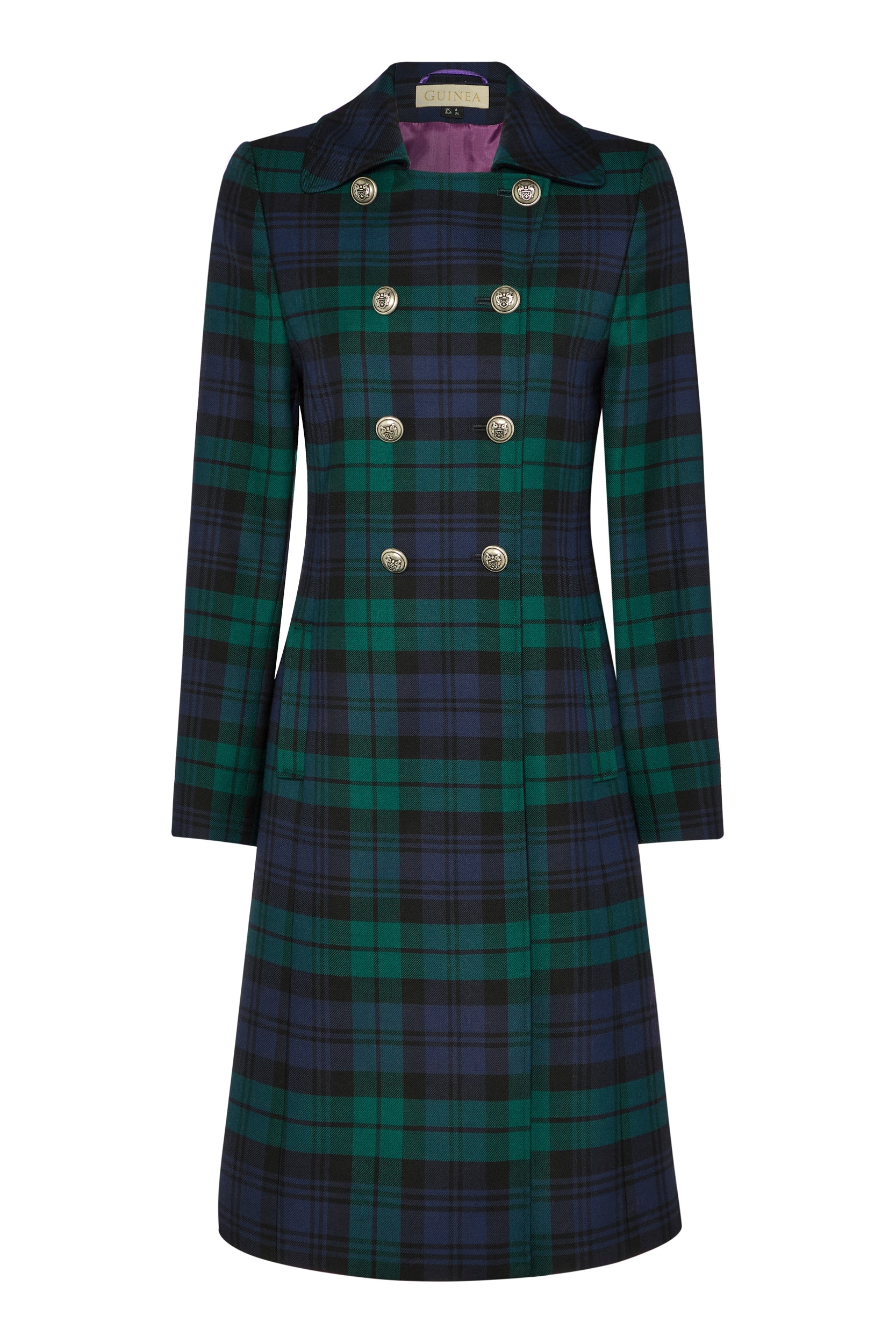 Iona - Navy and Green Black Watch Tartan Wool Coat – GUINEA